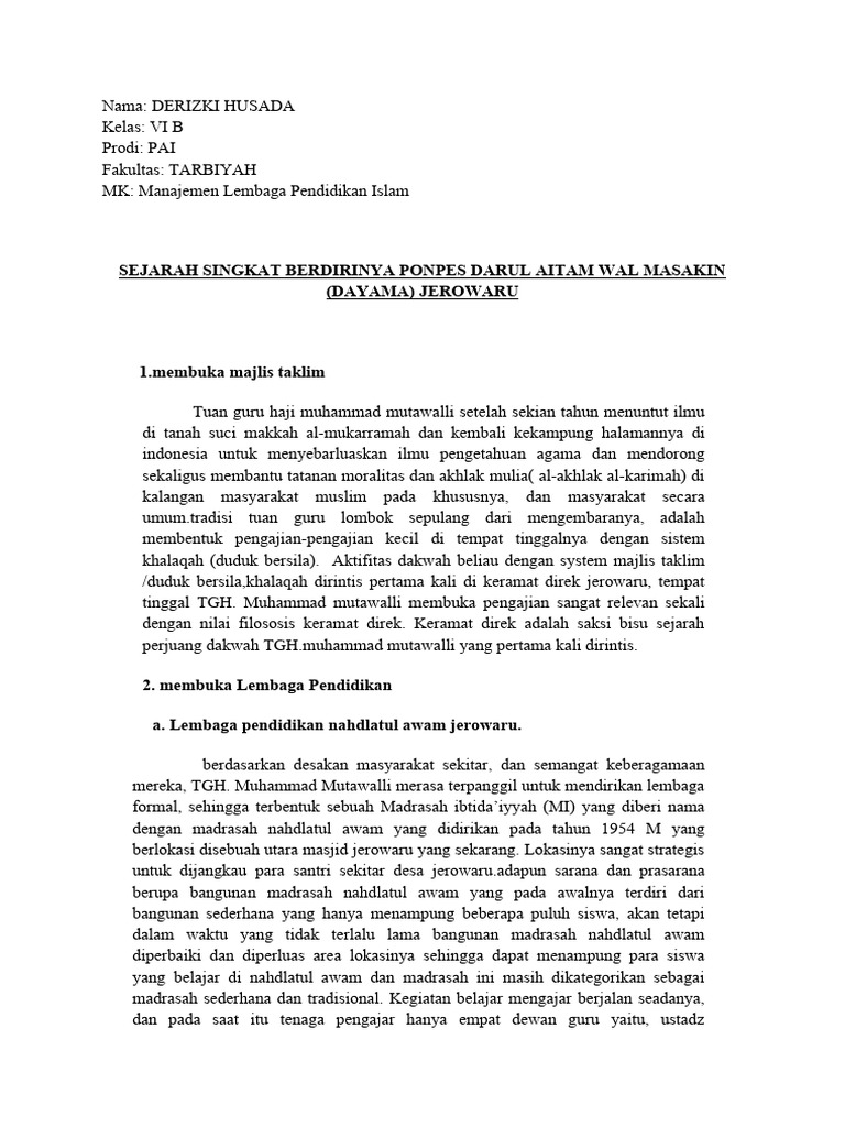 Sejarah Pondok Pesantren Dayama | PDF | Agama & Spiritualitas