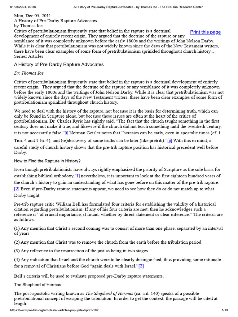 A History of Pre-Darby Rapture Advocates - by Thomas Ice - The Pre-Trib ...