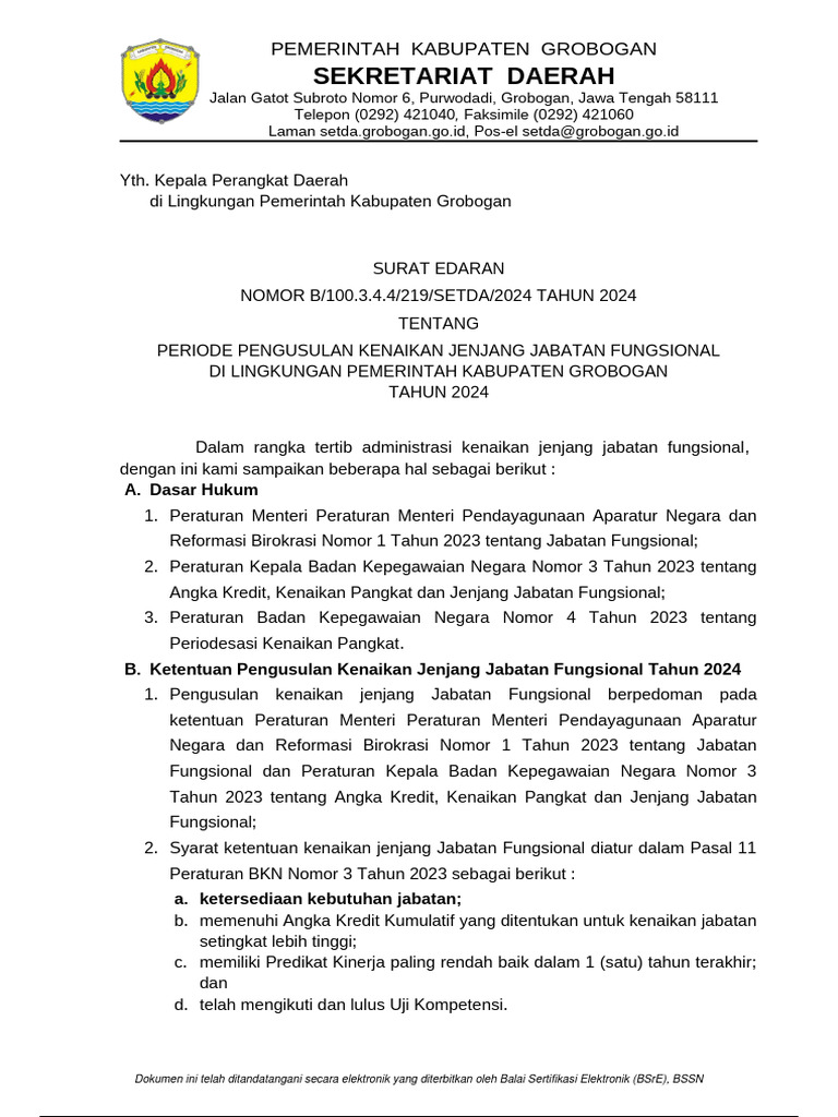 Se Usulan Kenaikan Jenjang Jabatan JF 2024 | PDF