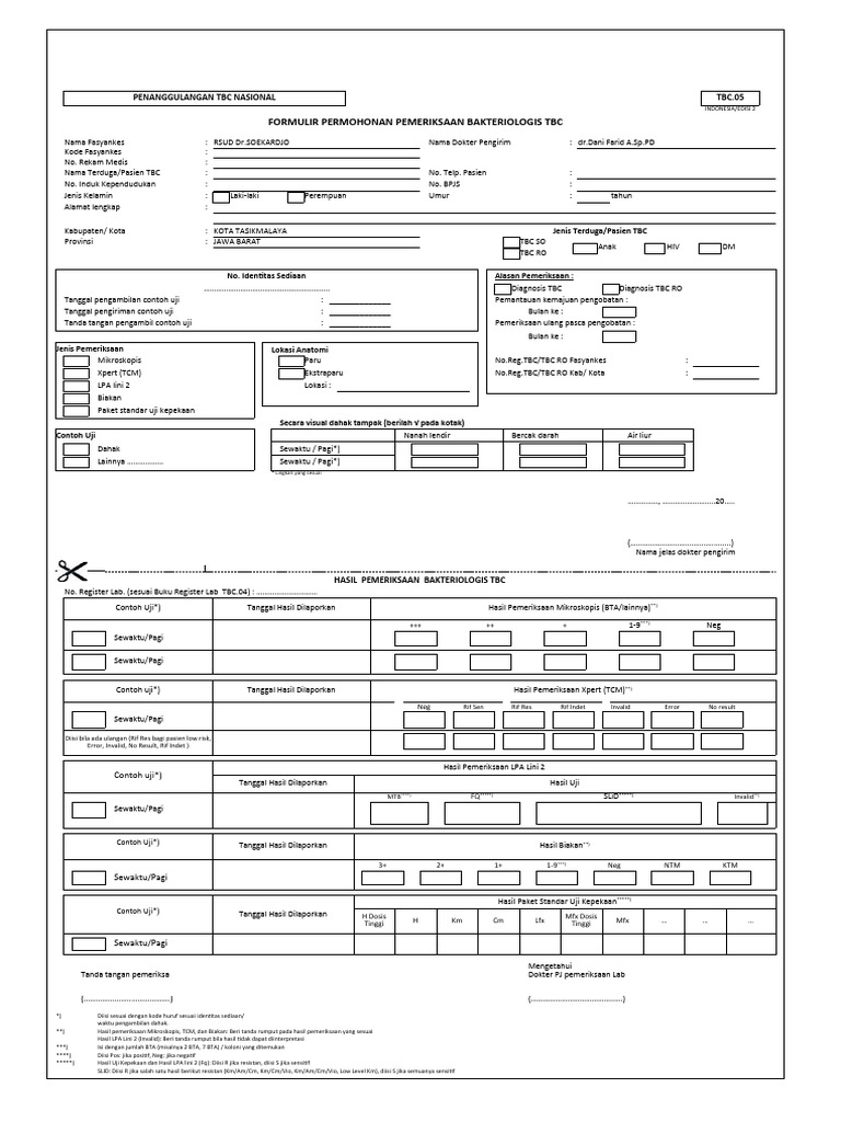Formulir Pemeriksaan TBC RSUD Dr. Soekardjo | PDF
