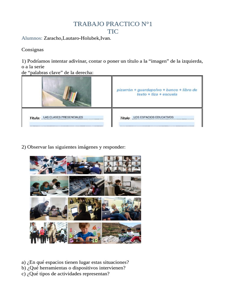 TP N°1 TIC Zaracho Holubek | PDF | Tecnologia Educacional | Enseñando