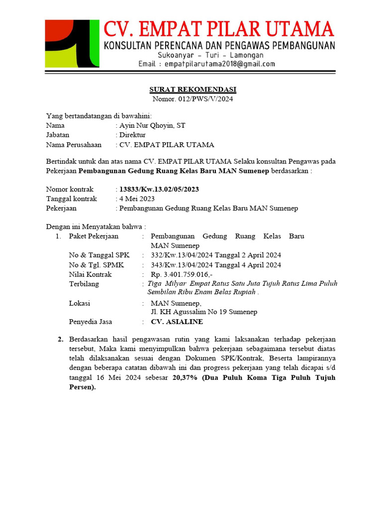 Rekomendasi Pembangunan MAN Sumenep | PDF