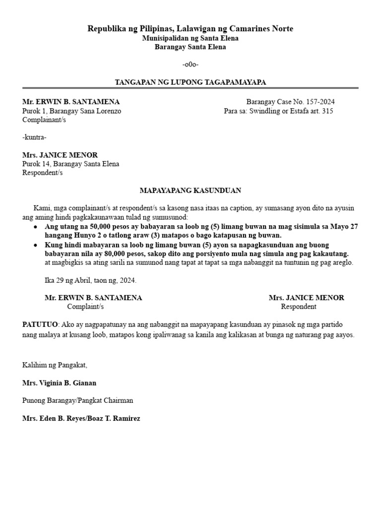 Mapayapang Kasunduan | PDF