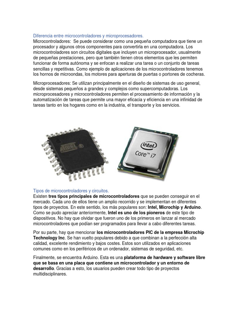 Microcontroladores vs Microprocesadores | PDF | Microcontrolador ...
