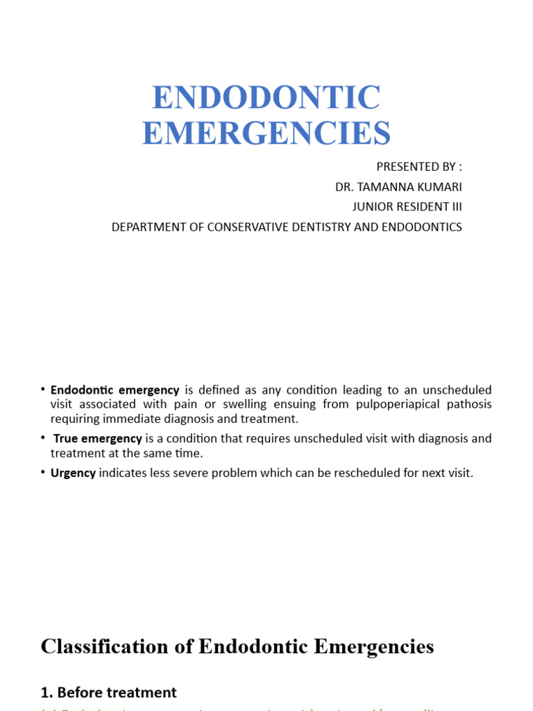 3S1 Endodontic Emergencies | PDF | Human Tooth | Dentistry Branches