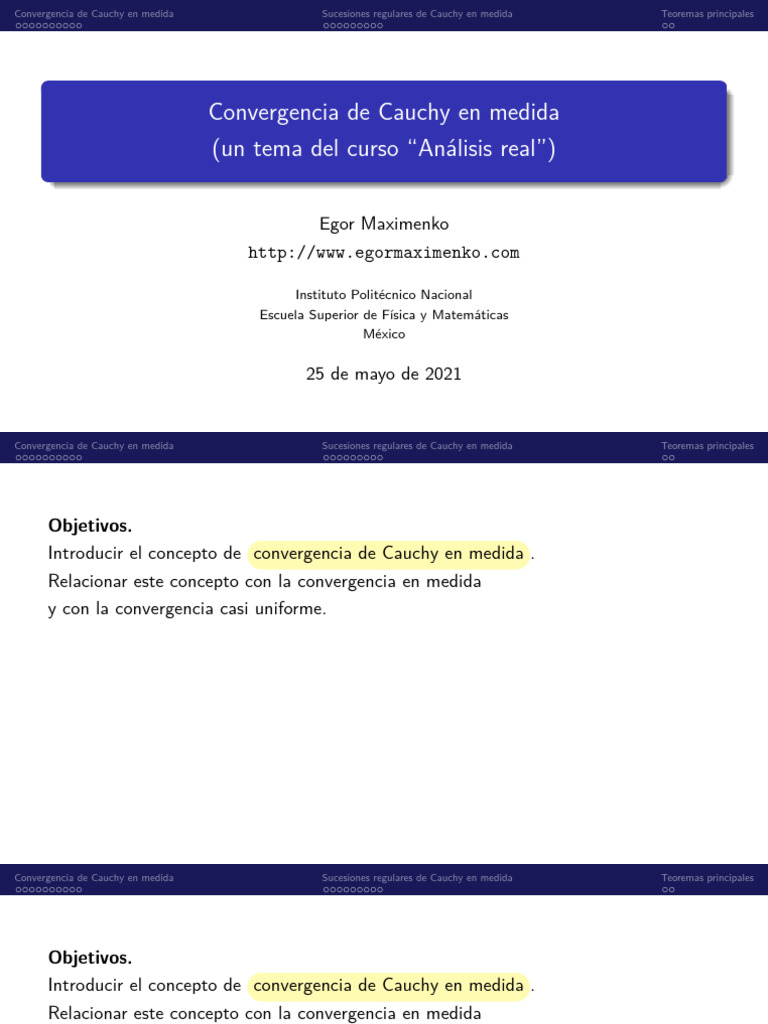 Convergencia de Cauchy en Medida | PDF | Análisis real | Relaciones ...