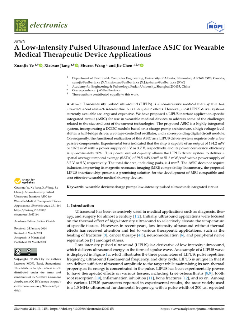 A Low-Intensity Pulsed Ultrasound Interface ASIC for Wearable Medical ... A Low-Intensity Pulsed Ultrasound Interface ASIC for Wearable Medical ...