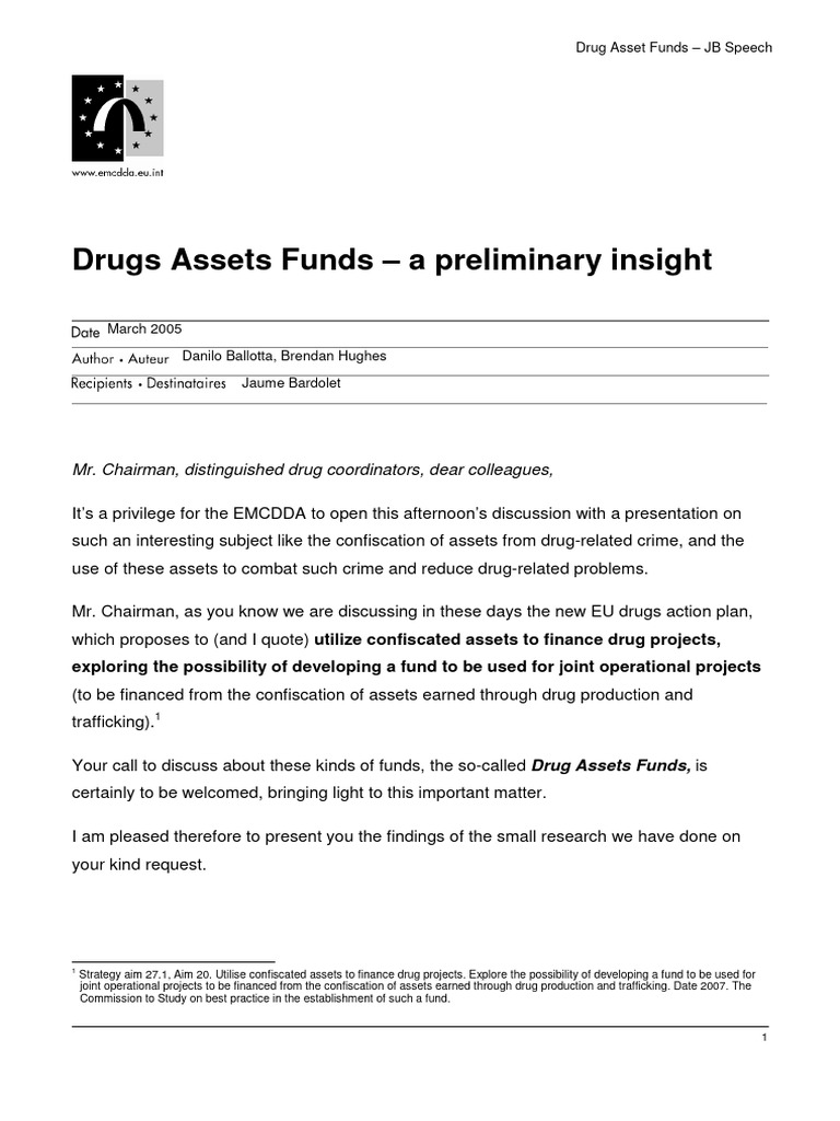 Drug Asset Funds Speech | PDF | Asset Forfeiture | Money Laundering