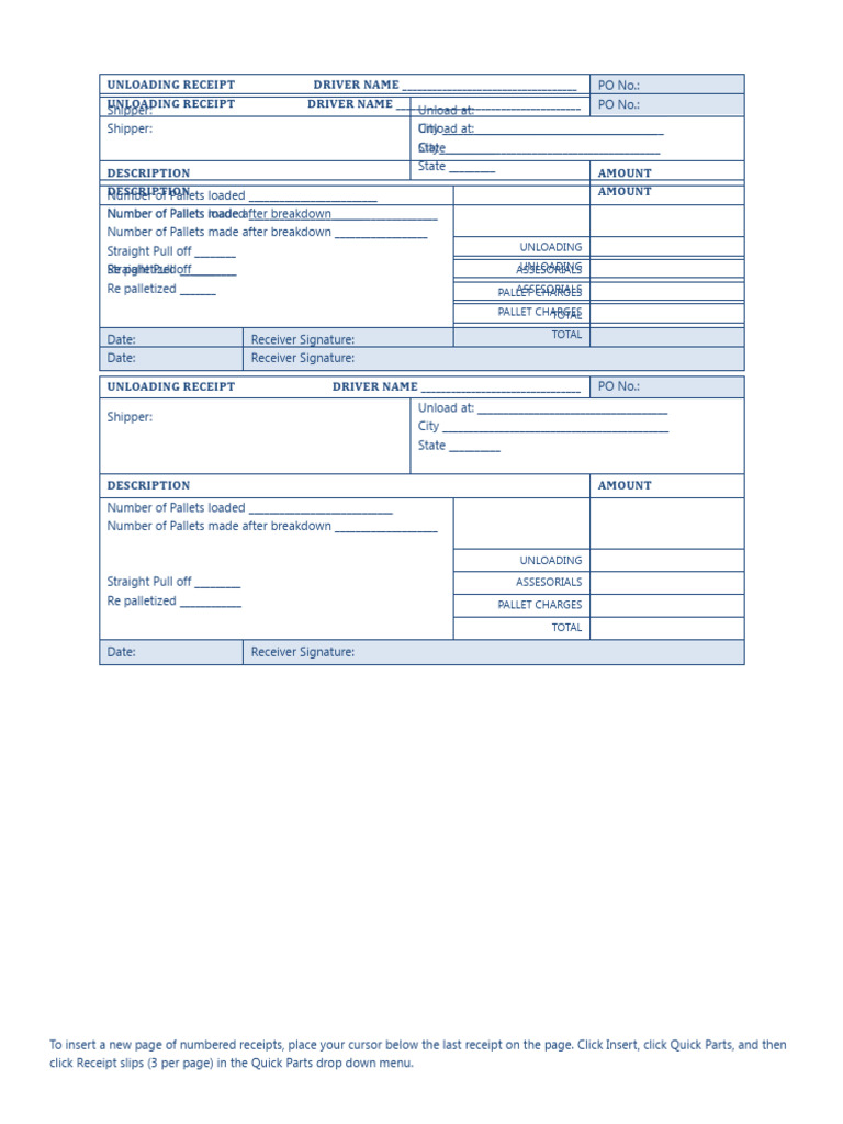UNLOADING Receipt | PDF