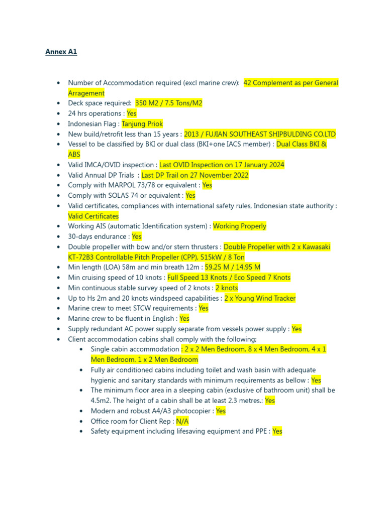 Annex A1 For Swiber Ruby | PDF | Shipping | Ships