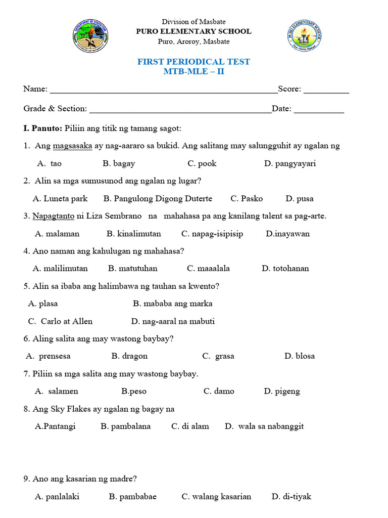 First Periodical Test | PDF