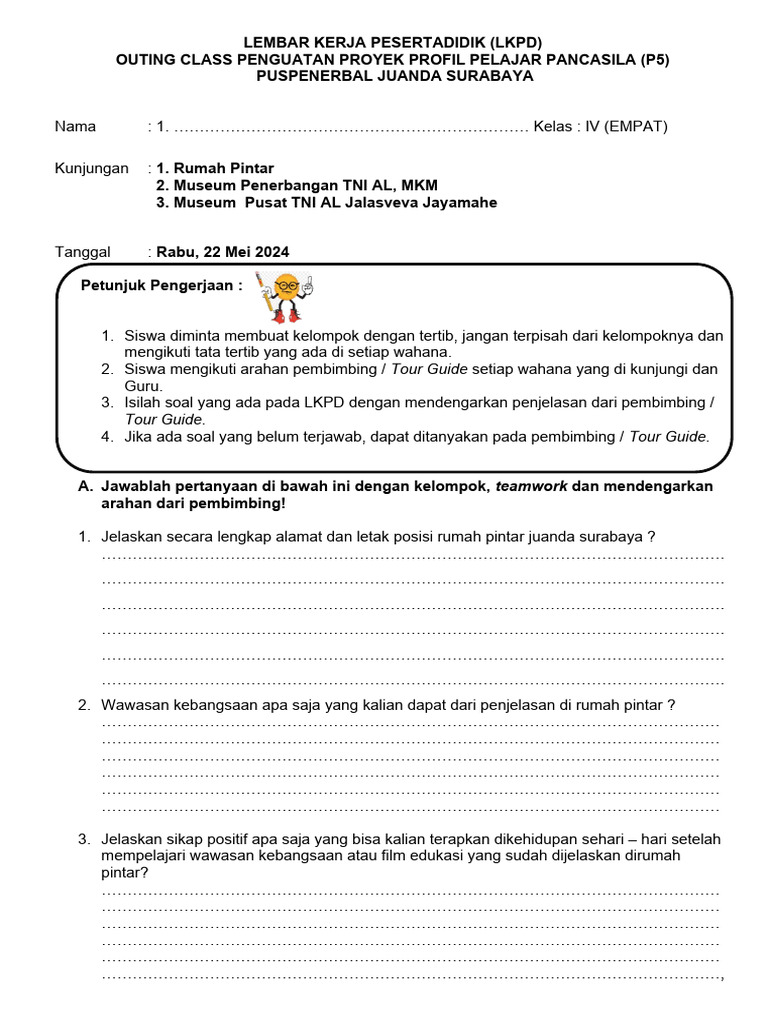 Lembar Kerja Siswa Outing Class | PDF