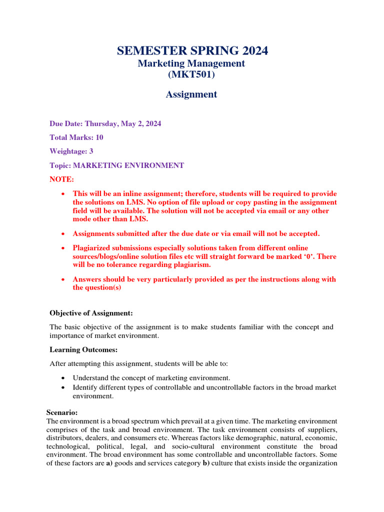 Spring 2024_MKT501_1 | PDF | Marketing | Apa Style