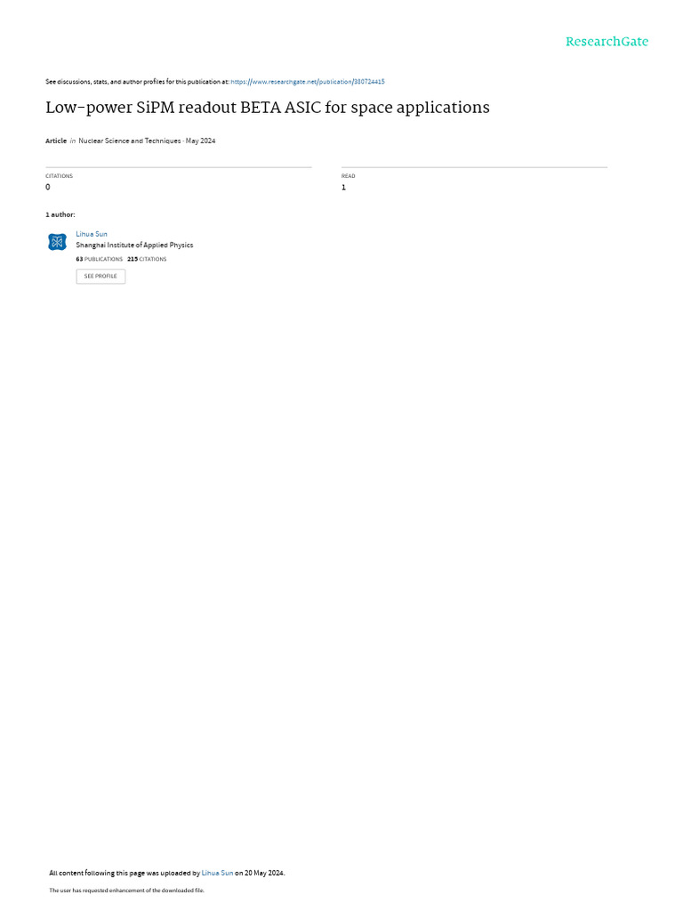 Low-Power SiPM Readout BETA ASIC For Space Applications | PDF | Operational Amplifier | Amplifier