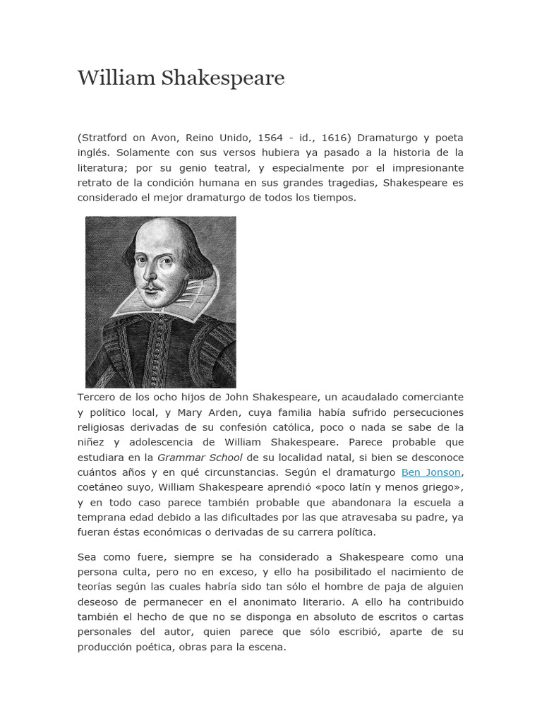 Infografía sobre William Shakespeare | PDF | William Shakespeare