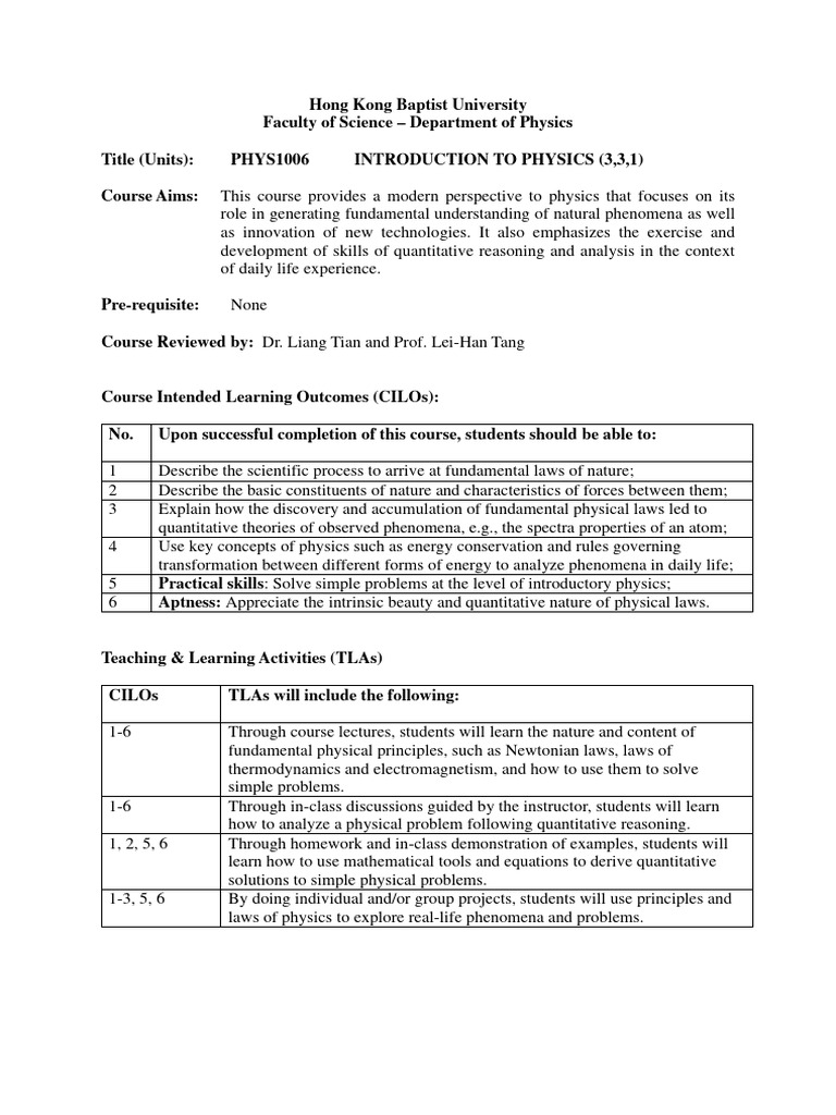 Introduction to Physics Course Overview | PDF | Physics | Science Education