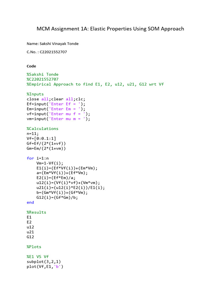 MCM Assignment 1 | PDF | Young's Modulus | Mechanical Engineering