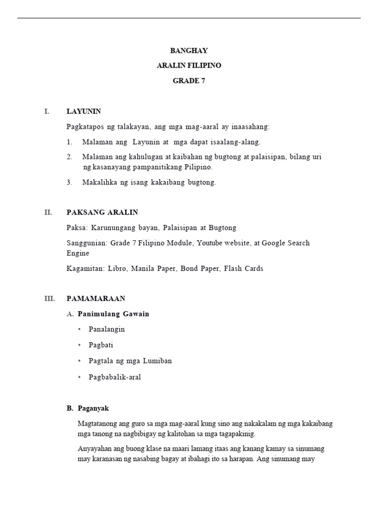 Banghay Aralin 1 | PDF