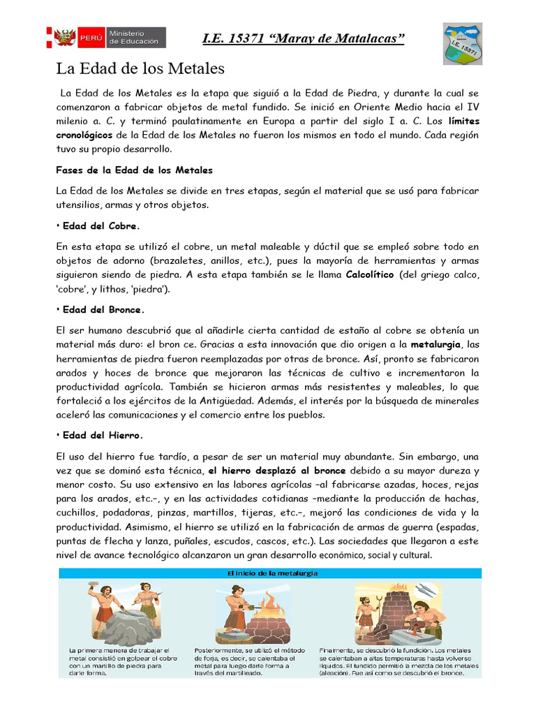 La Edad De Los Metales Pdf Rieles Bronce
