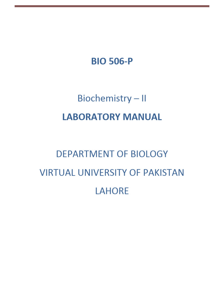 BIO 506-P Biochemistry II Practicals Manual | PDF | Thin Layer Chromatography | Concentration