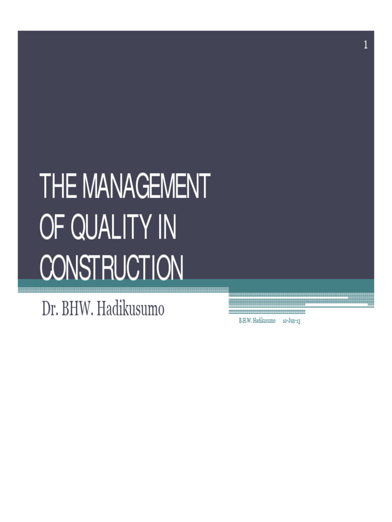 4 Module 1 - QMS in Construction - 3 | PDF | Audit | Quality Management ...