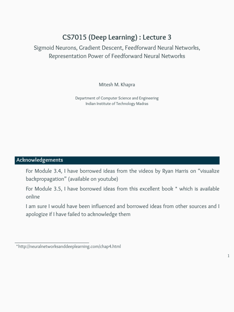 Lecture3 - Gradient Descent - IITM - 23-1-200 | PDF | Artificial Neural ...