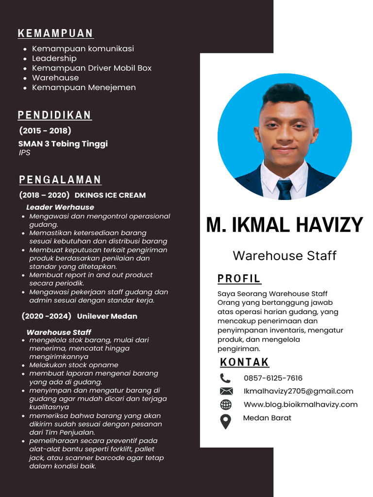 CV Warehouse Staff Ikmal - 20240504 - 013848 - 0000 | PDF