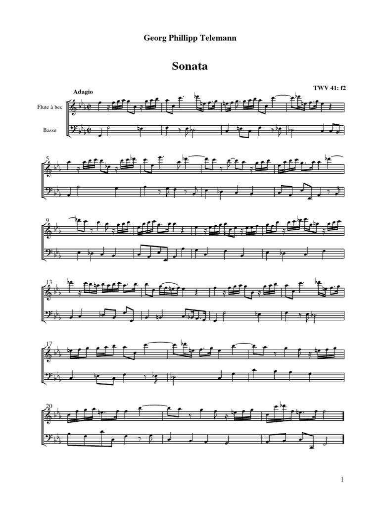 Telemann Sonata in F Minor | PDF