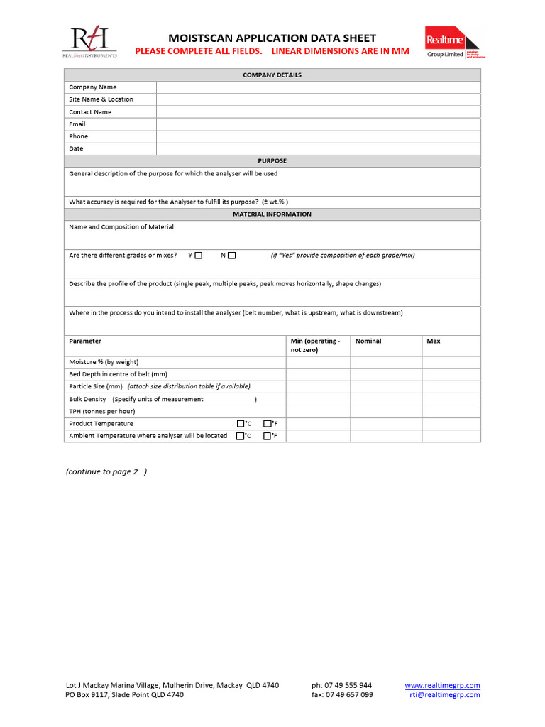 MoistScan Application Data Sheet | PDF | Belt (Mechanical)