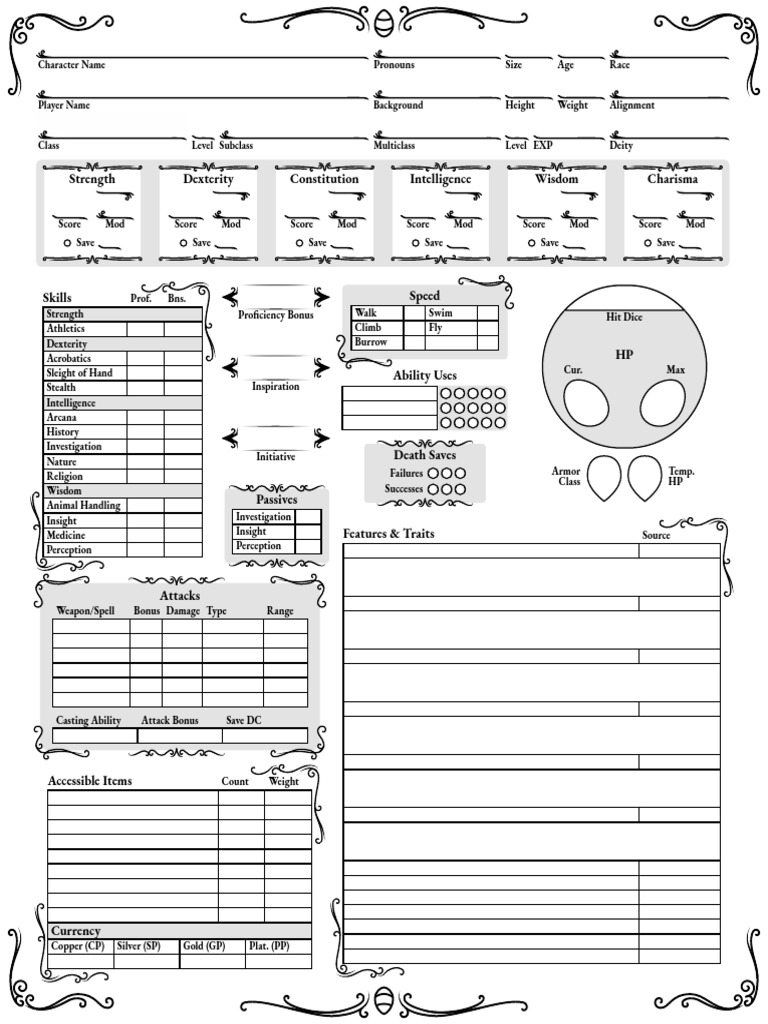 Hollowed Kingdoms Character Sheet | PDF | Role Playing Games | Role ...