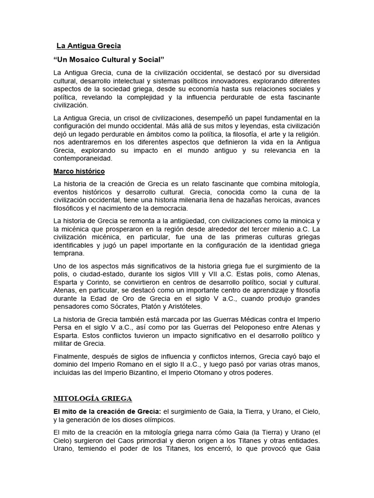Antigua Grecia: Cultura y Sociedad | PDF | Antigua Grecia | Periodo ...
