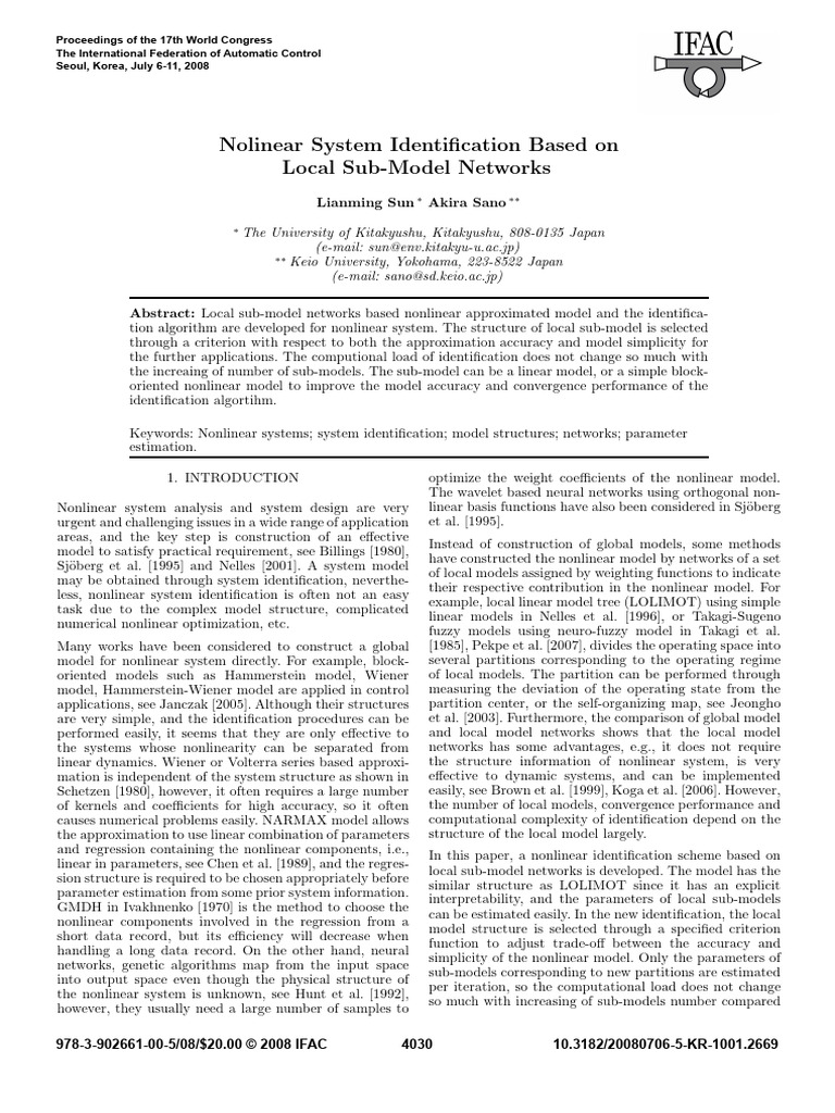 Nolinear System Identification Based On Local Sub-Model Networks | PDF ...