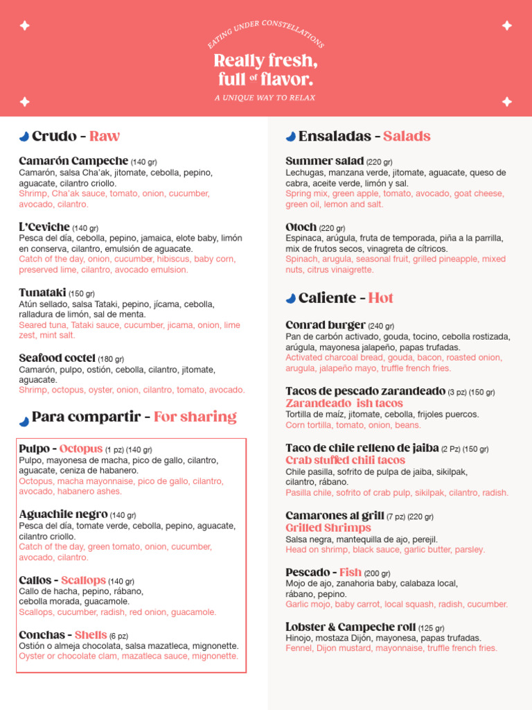 Menú Crudo: Delicias Marinas y Más | PDF | Cilantro | Taco