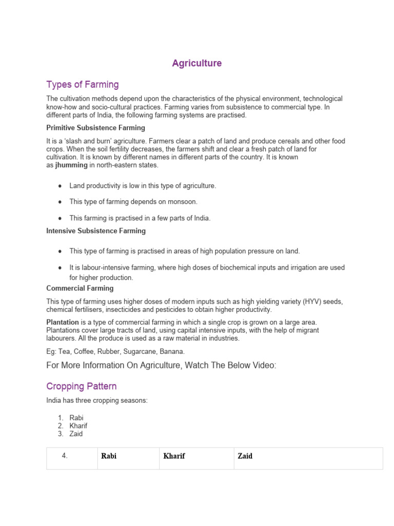 Class 10 - Agriculture | PDF | Agriculture | Crops
