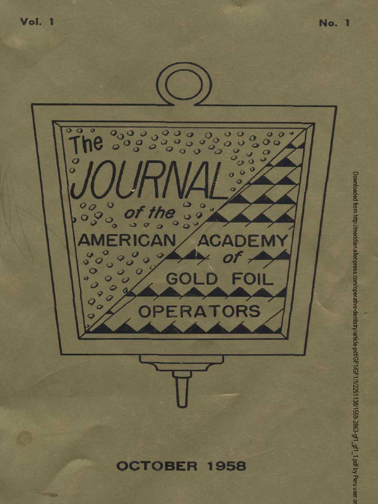 American Academy of Gold Foil Operators 1958 | PDF | Dentistry | Tooth