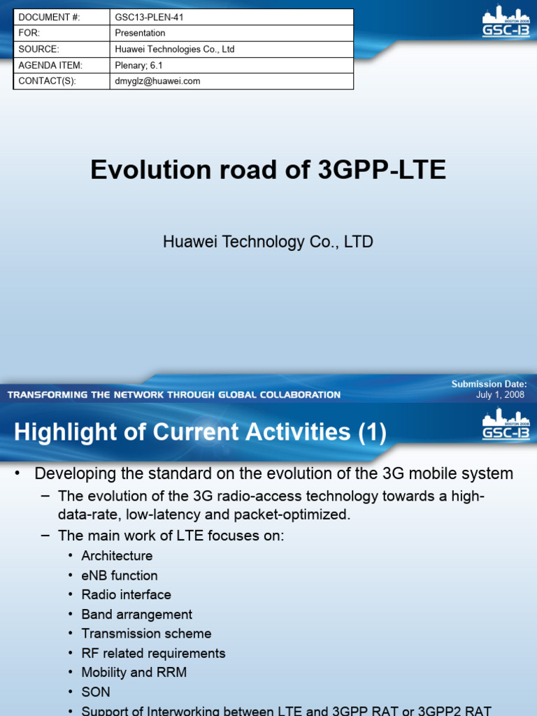 3GPP-LTE Evolution Overview | PDF | Lte Advanced | Lte (Telecommunication)
