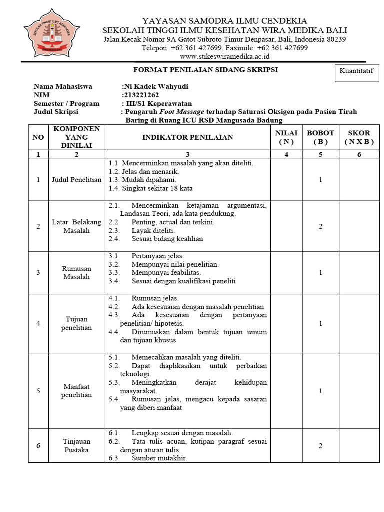 FORMAT PENILAIAN Penguji 2 | PDF