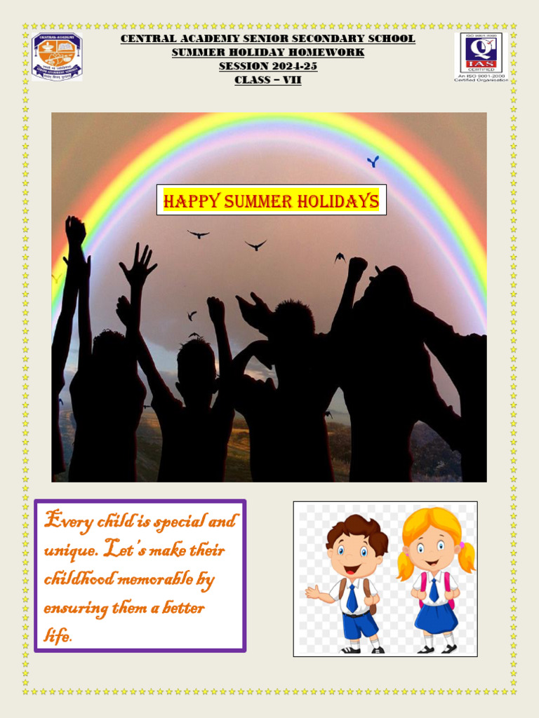 Summer Holiday Homework Class Vii | PDF | Mathematics