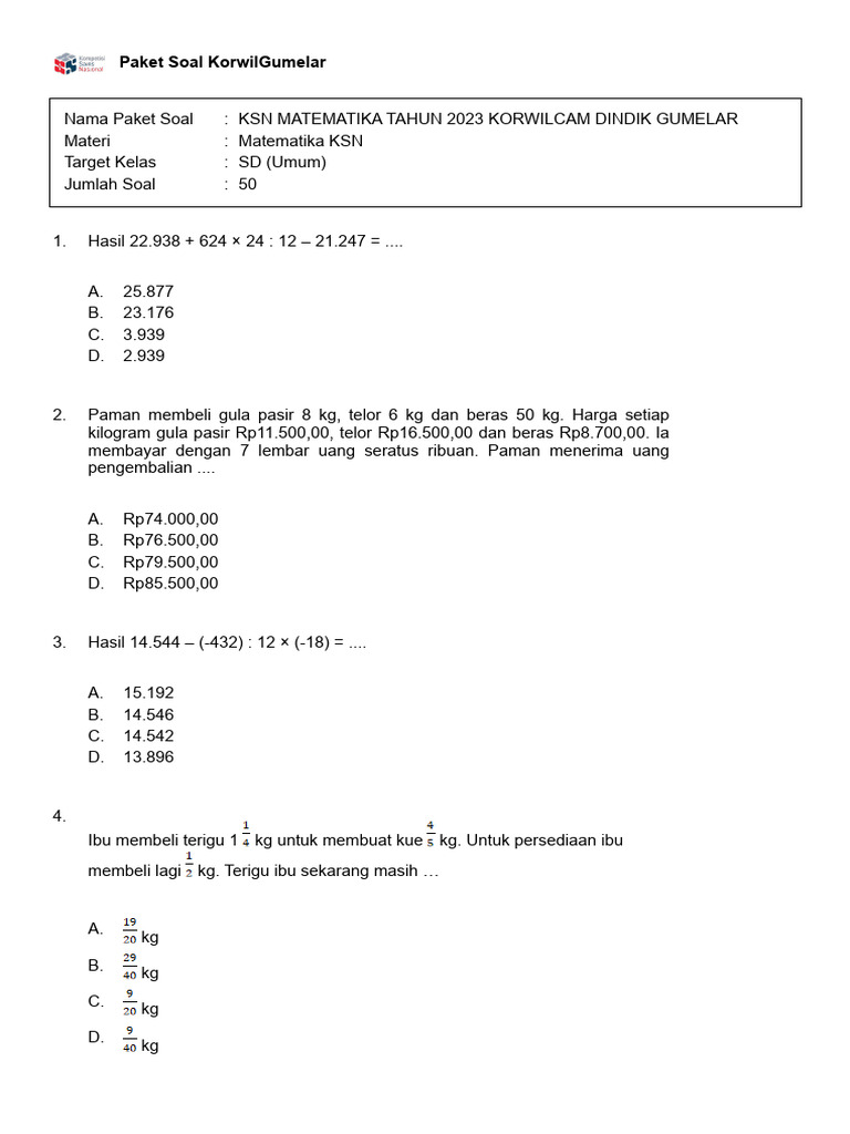 Soal KSN Matematika | PDF