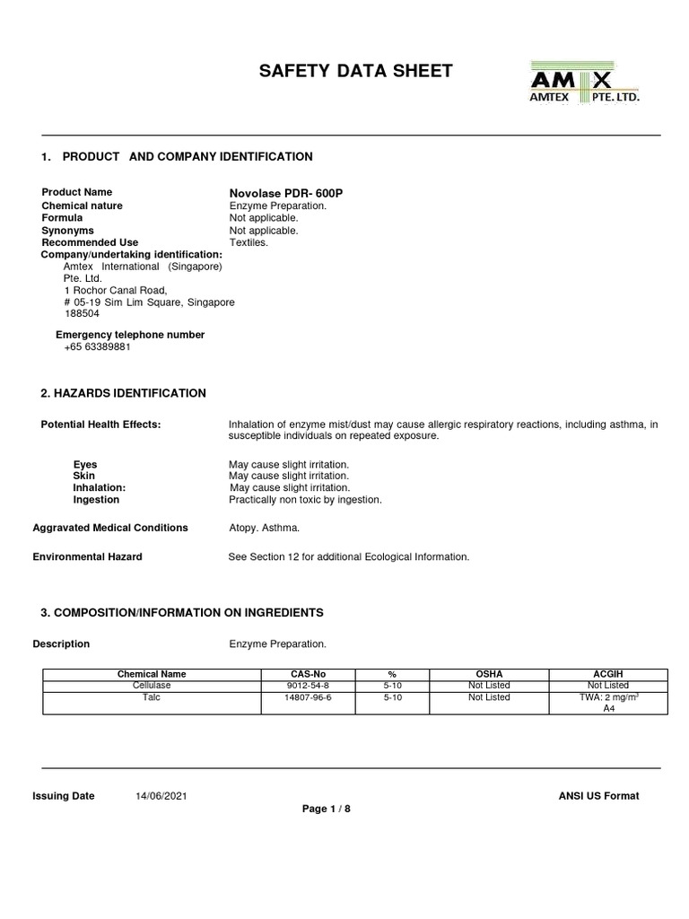 MSDS - Novolase PDR-600P | PDF | Toxicity | Personal Protective Equipment