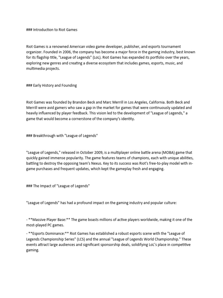 Riot Games | PDF | Gaming | Video Game Gameplay