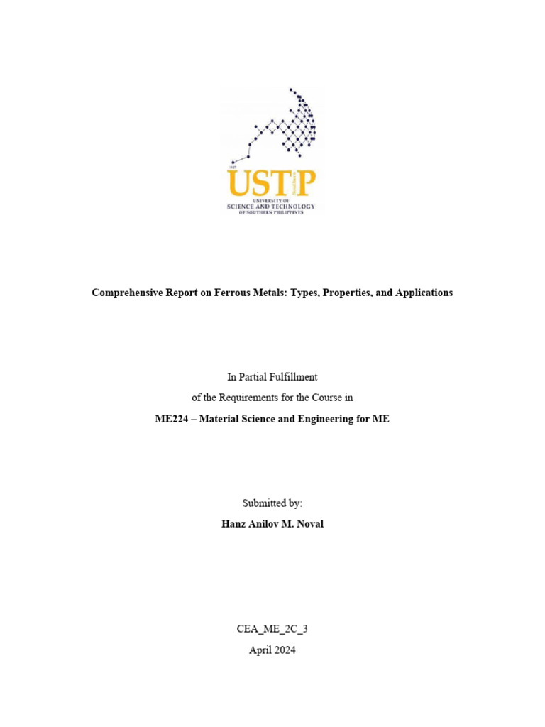 Comprehensive Report on Ferrous Metals | PDF | Steel | Alloy Comprehensive Report on Ferrous Metals | PDF | Steel | Alloy