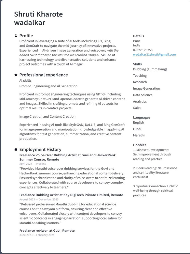 Shruti's Resume-3 | PDF