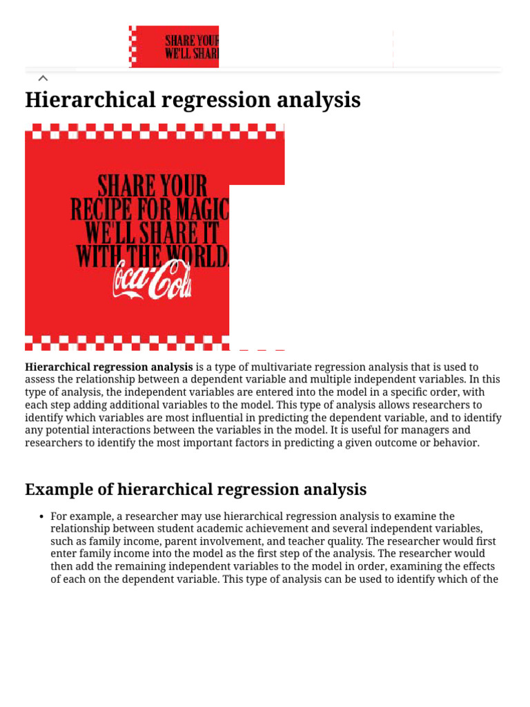 Hierarchical Regression Analysis - CEOpedia - Management Online | PDF ... Hierarchical Regression Analysis - CEOpedia - Management Online | PDF ...