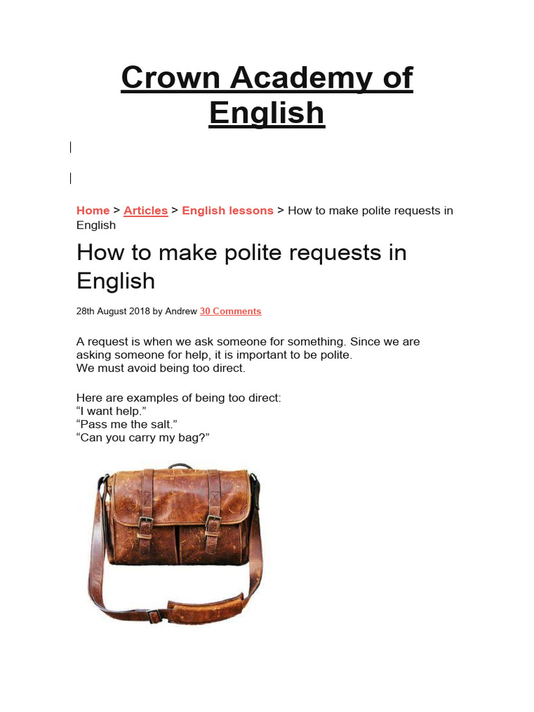 Polite request | PDF | Question | English Language