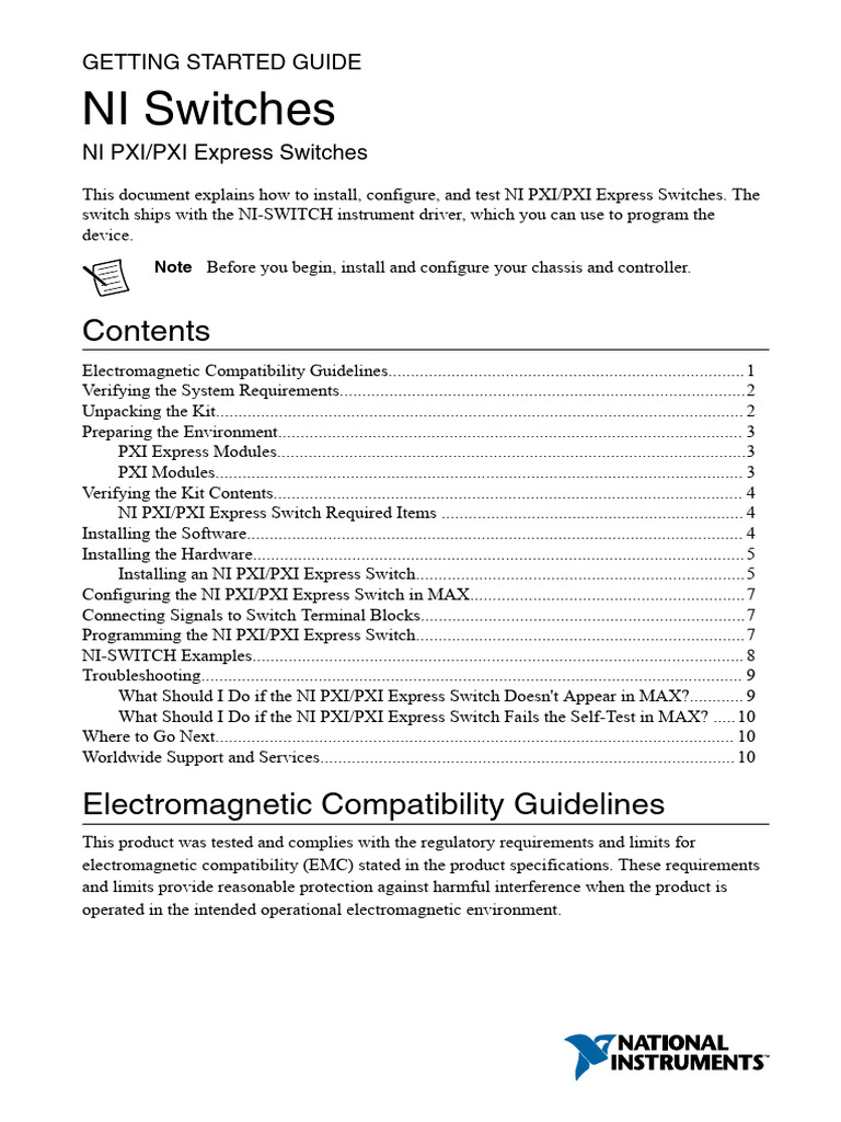 NI PXI Express Switches Getting Started Guide | PDF | Electromagnetic ...