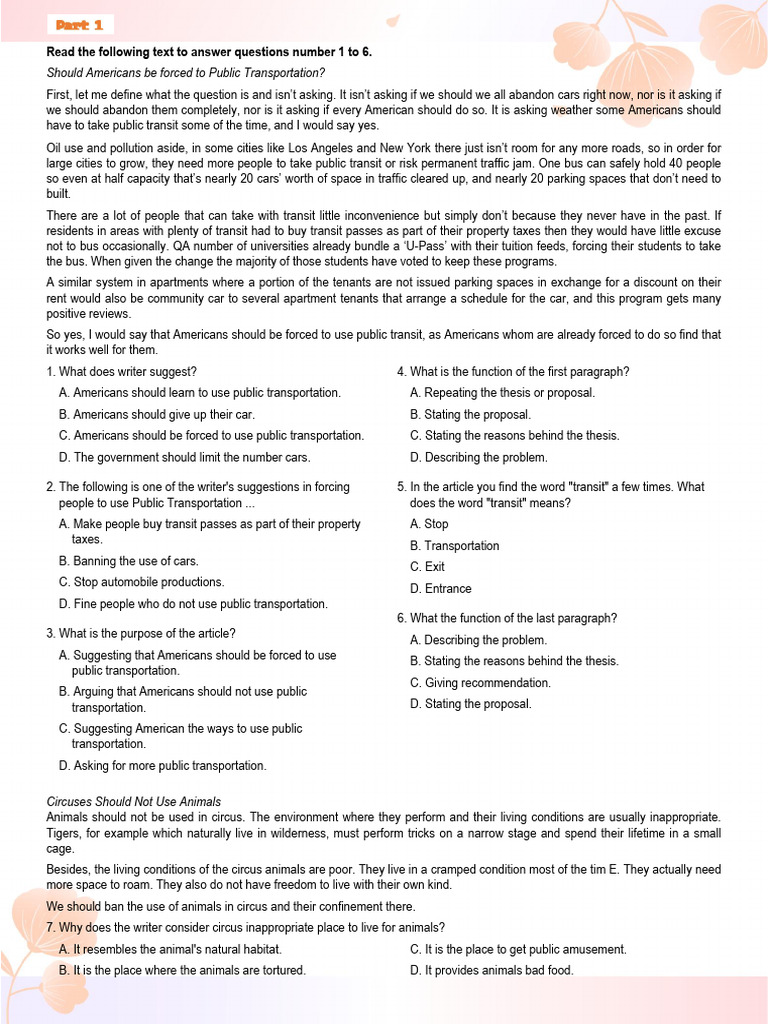 Worksheet - Exposition Text 3 | PDF | Public Transport | Circus