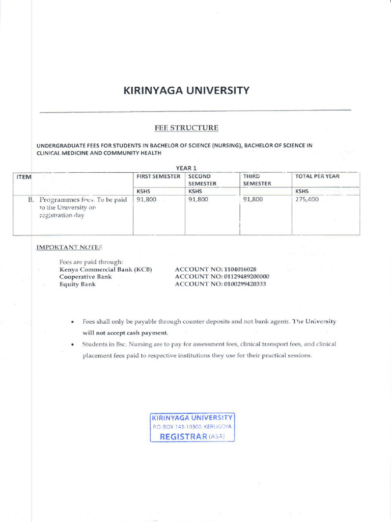 UNDERGRADUATE FEES STRUCTURE BSC NURSING BSC CLINICAL MEDICINE ...