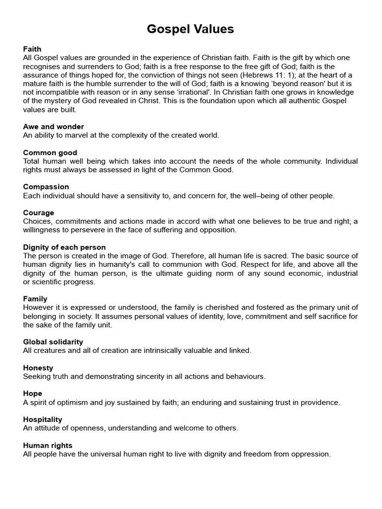 1.2-Gospel Values (1) | PDF | Faith | Love