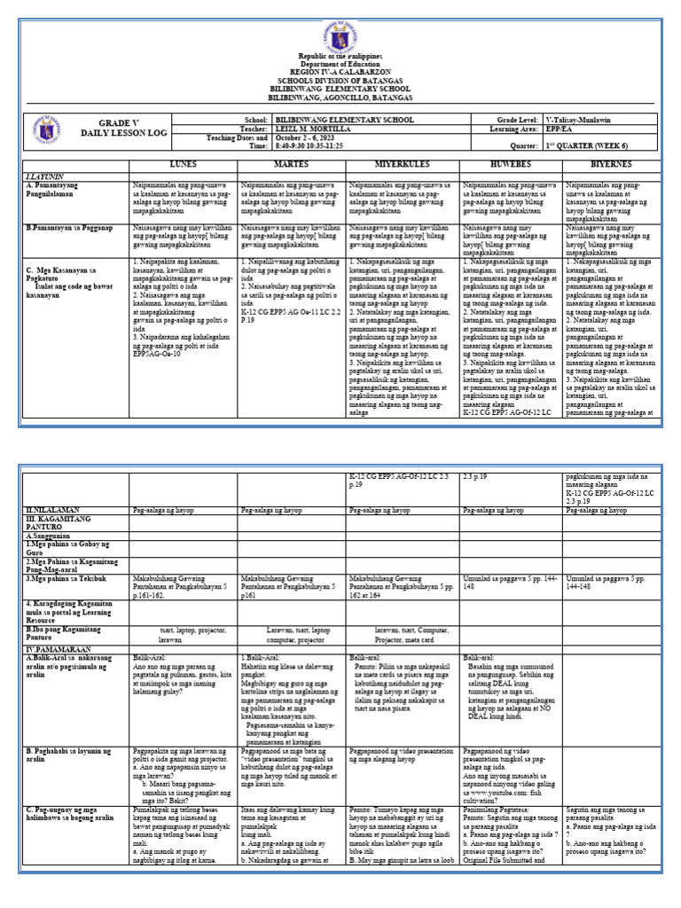 DLL Epp-Ea-5 Q1 W6 | PDF